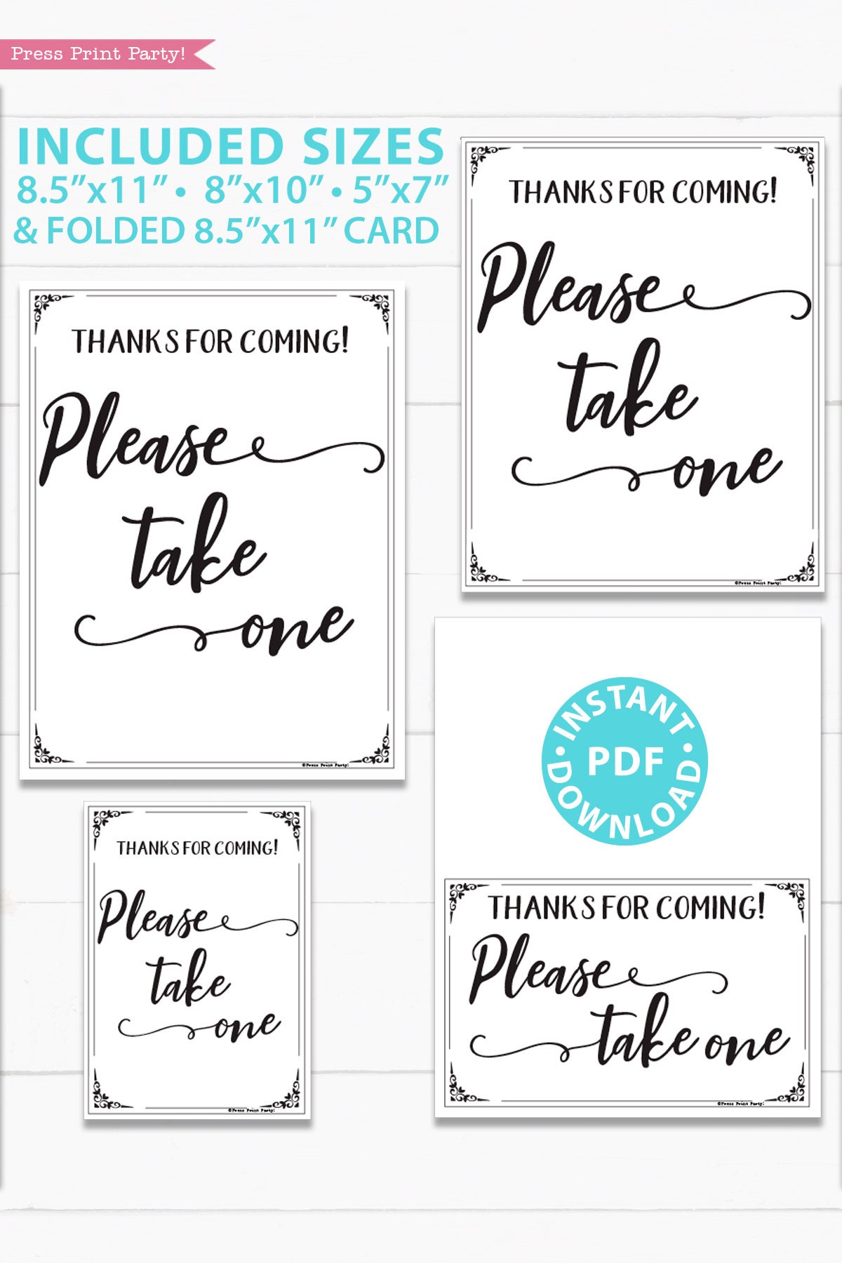 Please Take One Sign Printable Baby Shower Wedding Bridal | Etsy