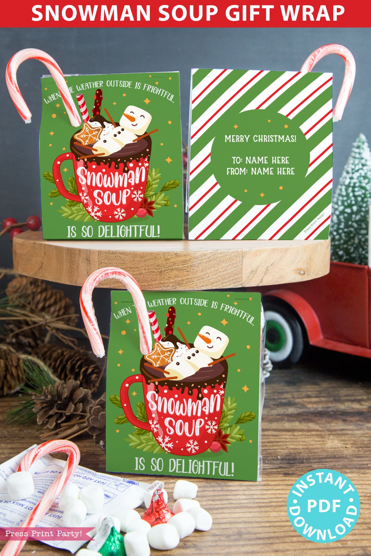 Snowman Soup Labels Printable Small Holiday Gift for Kids Stocking ...