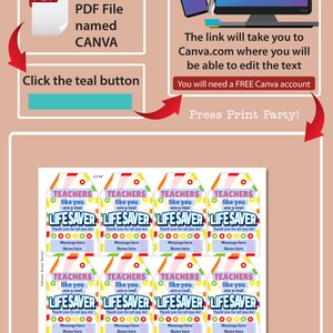 Lifesaver Thank You Gift Tags Printable Teacher Appreciation Week Nurse ...