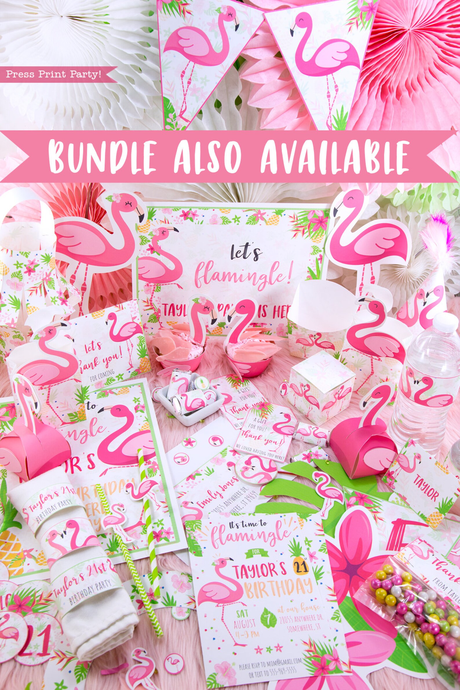 Flamingo Party Favor Tags Printable Flamingo Birthday | Etsy