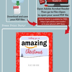 EDITABLE Amazon Gift Card Holder Christmas Printable Template, 5"x7 ...