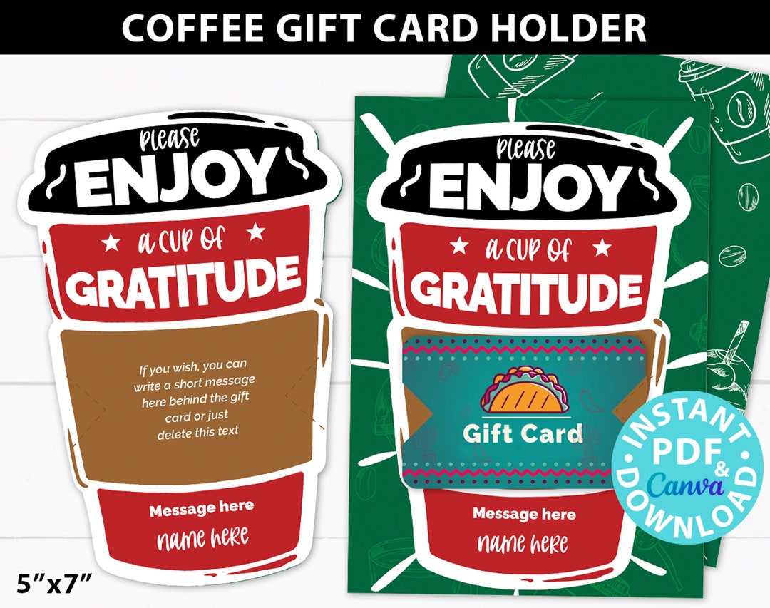 Teacher Appreciation Gift Coffee Card Holder, Teacher Thank You Card ...