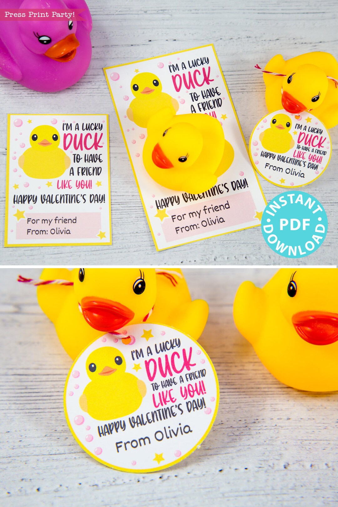 I'm a Lucky Duck to Have a Friend Like You Kids Valentine Card ...