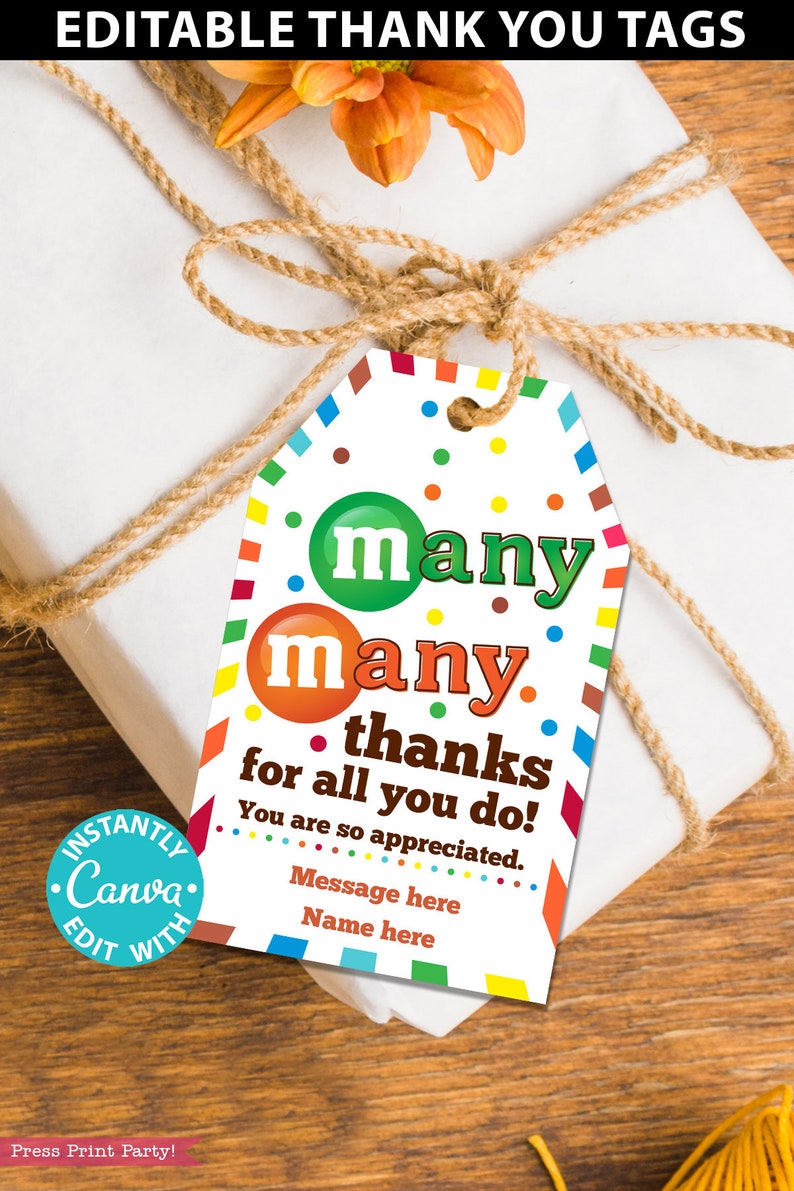 Thank You Gift Tag Printable Teacher Appreciation Week Nurse Assistant ...