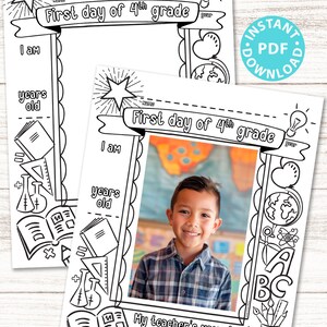 First Day of 4th Grade Coloring Pages Printable Sign Fun for Teacher to ...