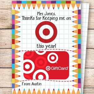EDITABLE Target Gift Card Holder Teacher Gift Printable Template, 5x7 ...