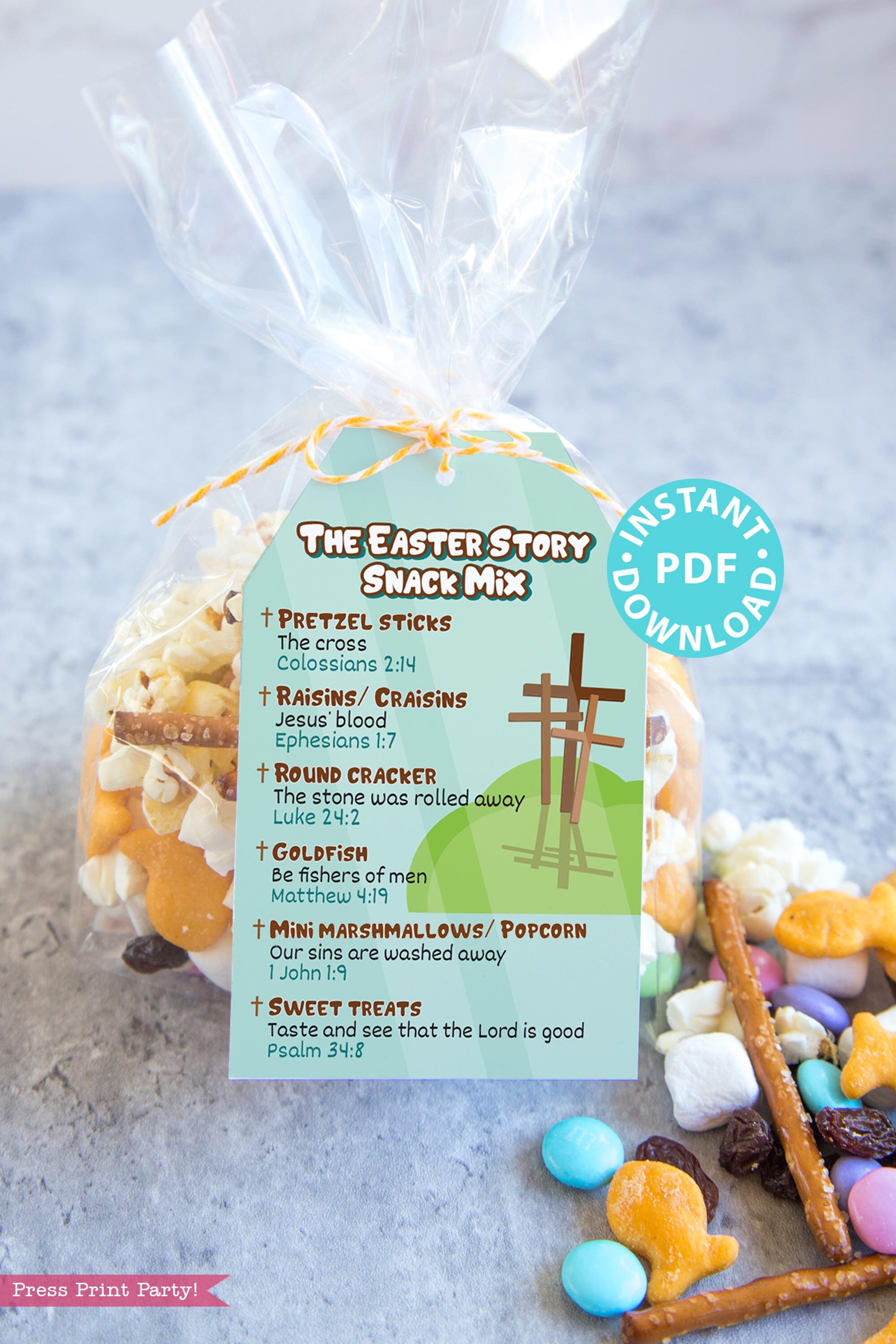The Easter Story Snack Mix Printable Tag and Bag Topper - Etsy