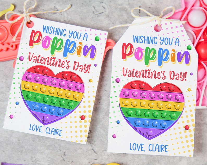 Pop It Valentines Printable Tags EDITABLE Names Wishing You - Etsy