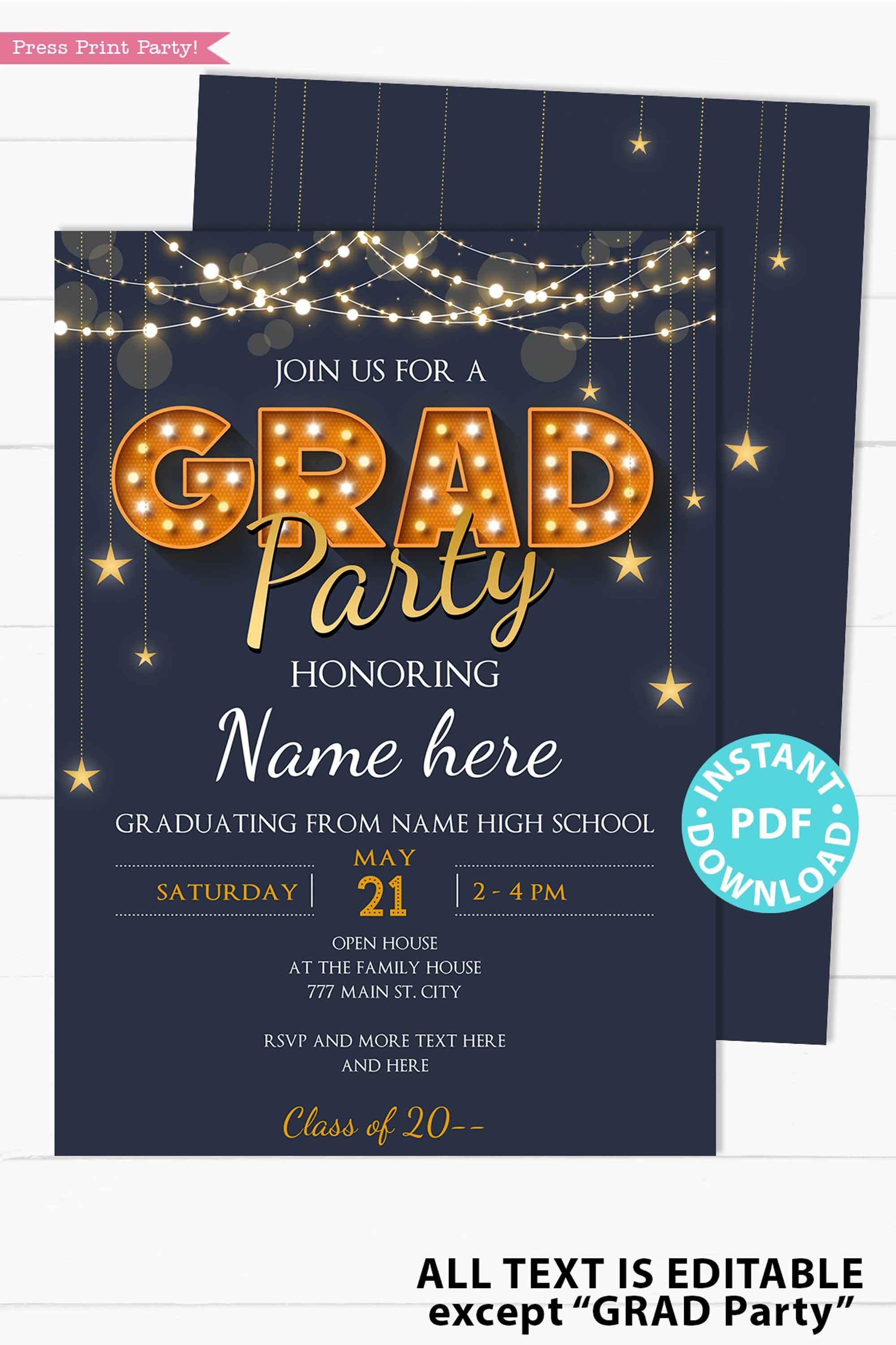 Graduation Invitation Printable and Digital Graduation Party - Etsy