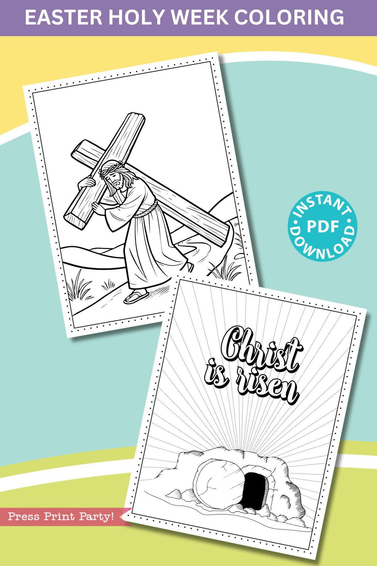 Easter Holy Week Coloring Pages Christian Kids Sunday School Printable ...