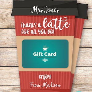 EDITABLE Coffee Gift Card Holder Teacher Gift Printable Template, 5x7 ...