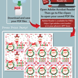 SANTA Kisses Christmas Treat Bag Toppers and Tag, Editable, Classroom ...