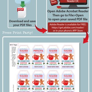 EDITABLE Christmas Teacher Gift Tags Printable for Cookies /coffee "if ...