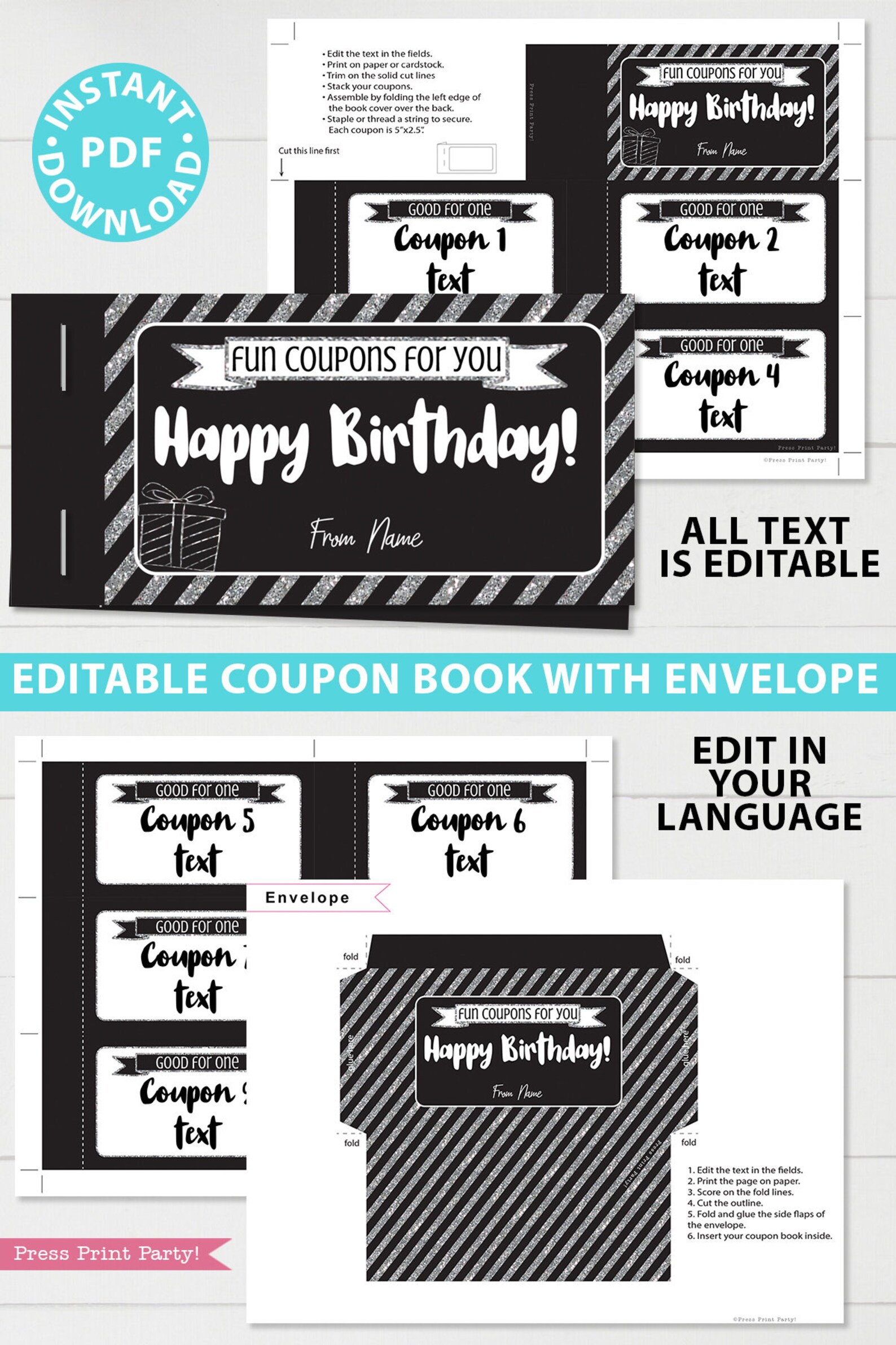 Editable Coupon Book Template Printable Birthday Gift Idea - Etsy
