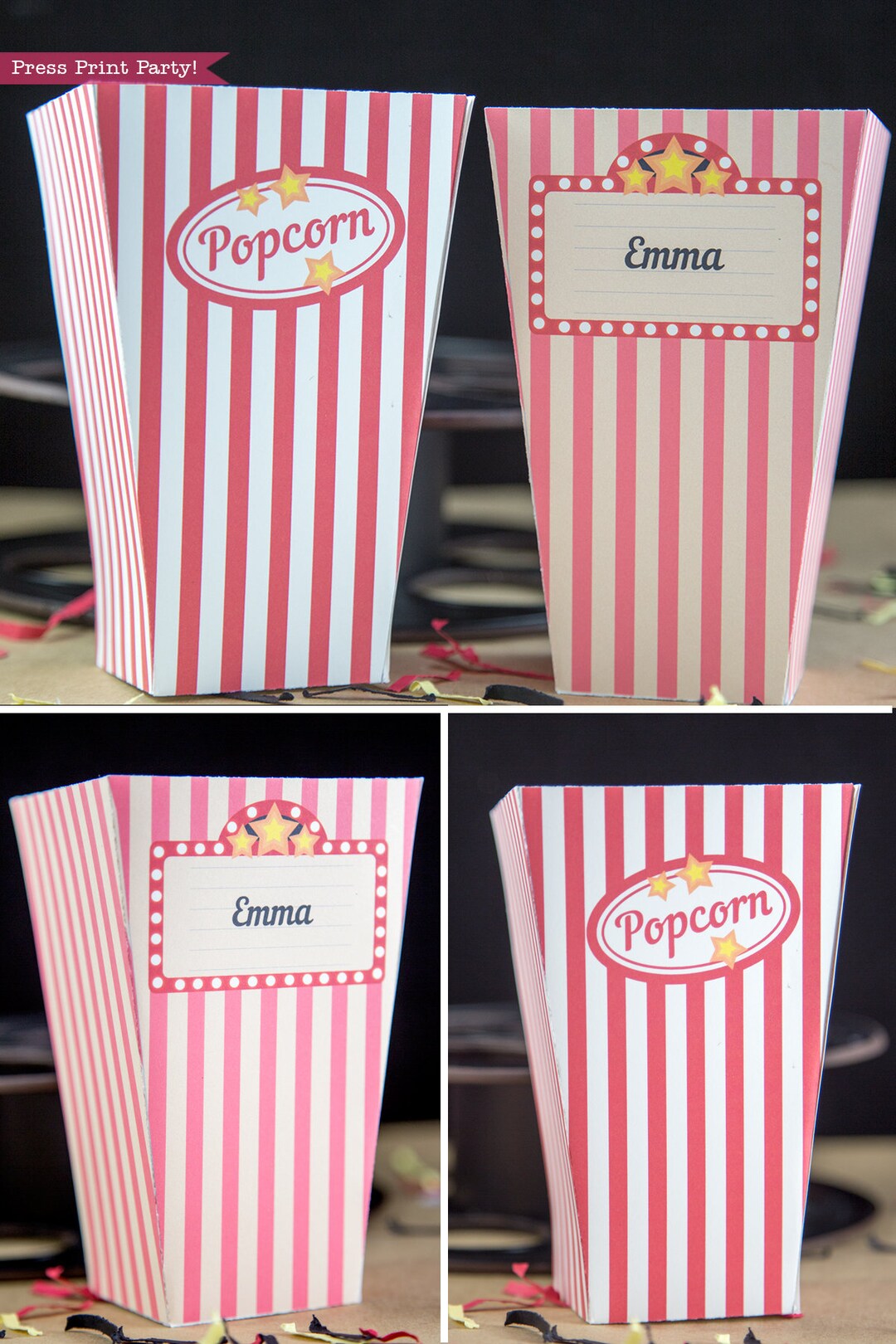 Popcorn Box Printable, Movie Night Popcorn Box, Movie Night Gift Basket ...