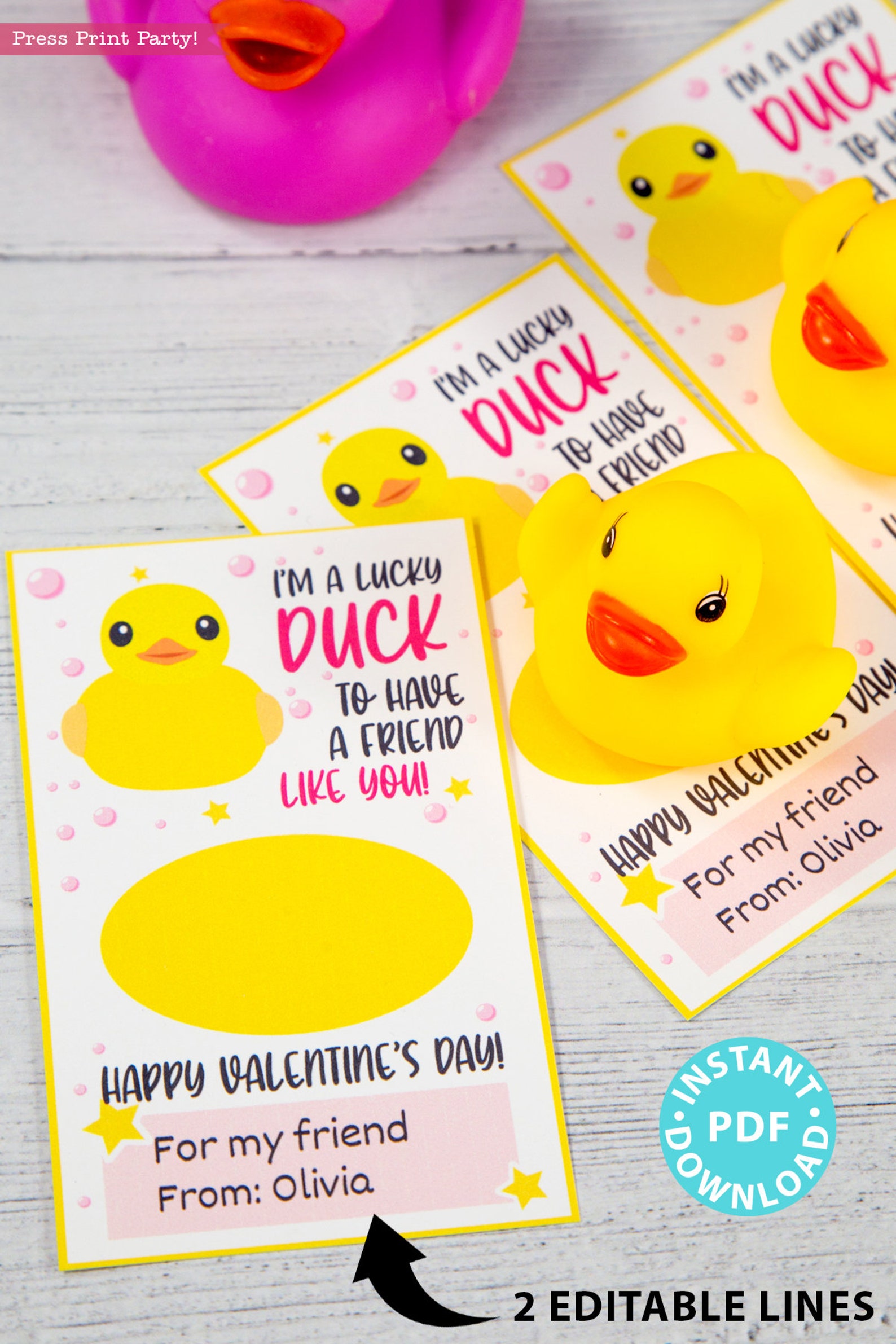 I'm a Lucky Duck to Have a Friend Like You Kids Valentine Card ...