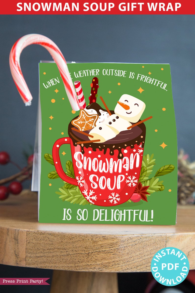 Snowman Soup Labels Printable Small Holiday Gift for Kids Stocking ...