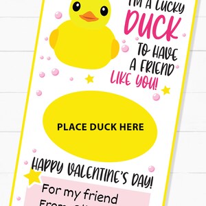I'm a Lucky Duck to Have a Friend Like You Kids Valentine Card ...