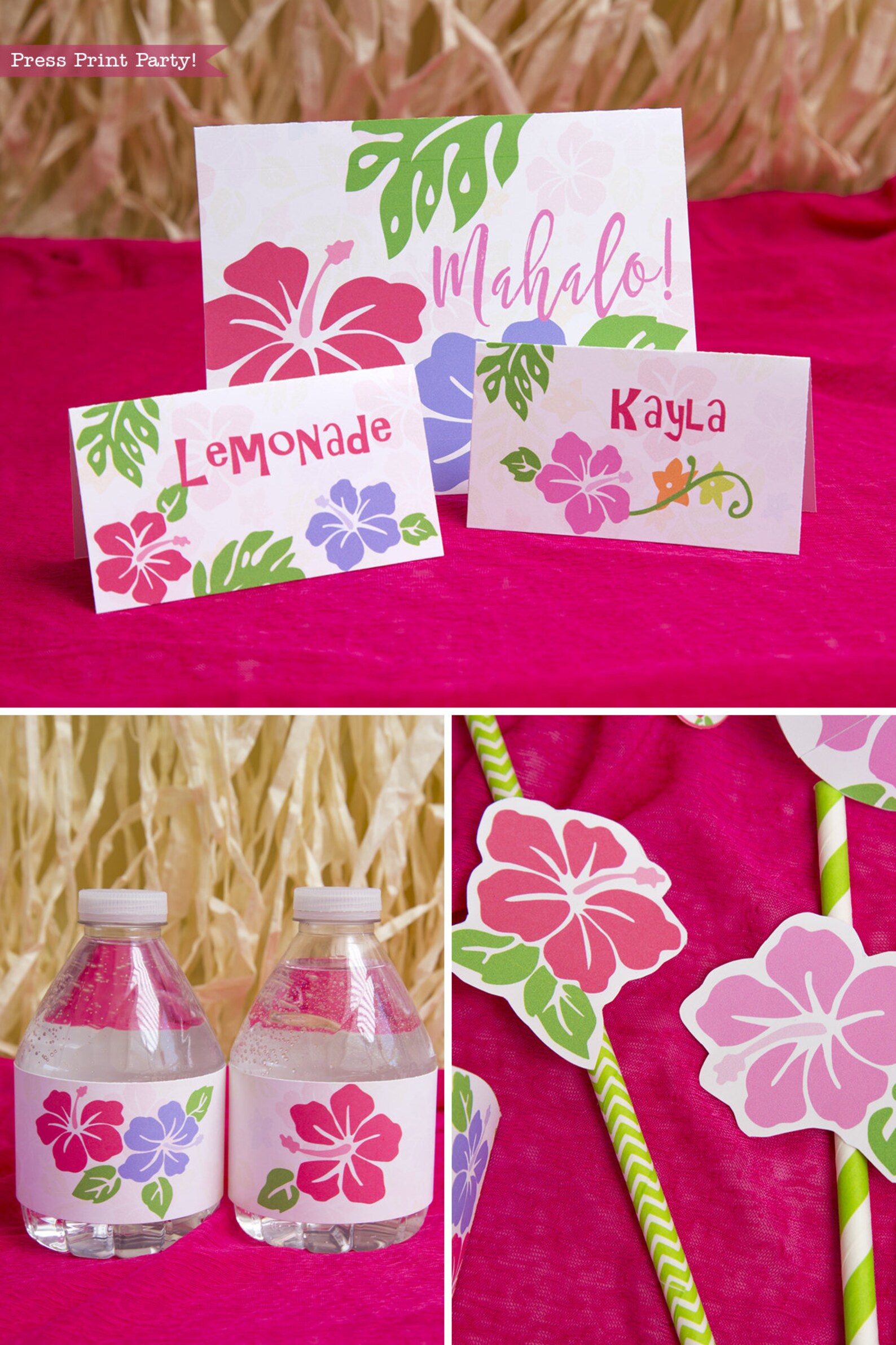 Luau Party Printables Set Hawaiian Party Printables Luau | Etsy