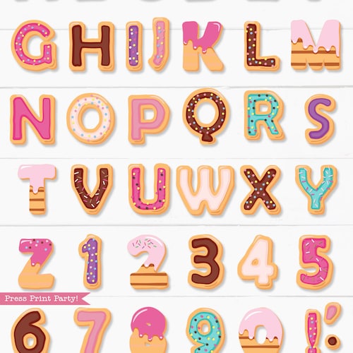 Donut Alphabet Letters and Number Printable Banner Donut - Etsy