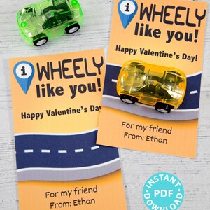 Toy Car Valentine, I Wheely/wheelie Like You Kids Valentine Card ...