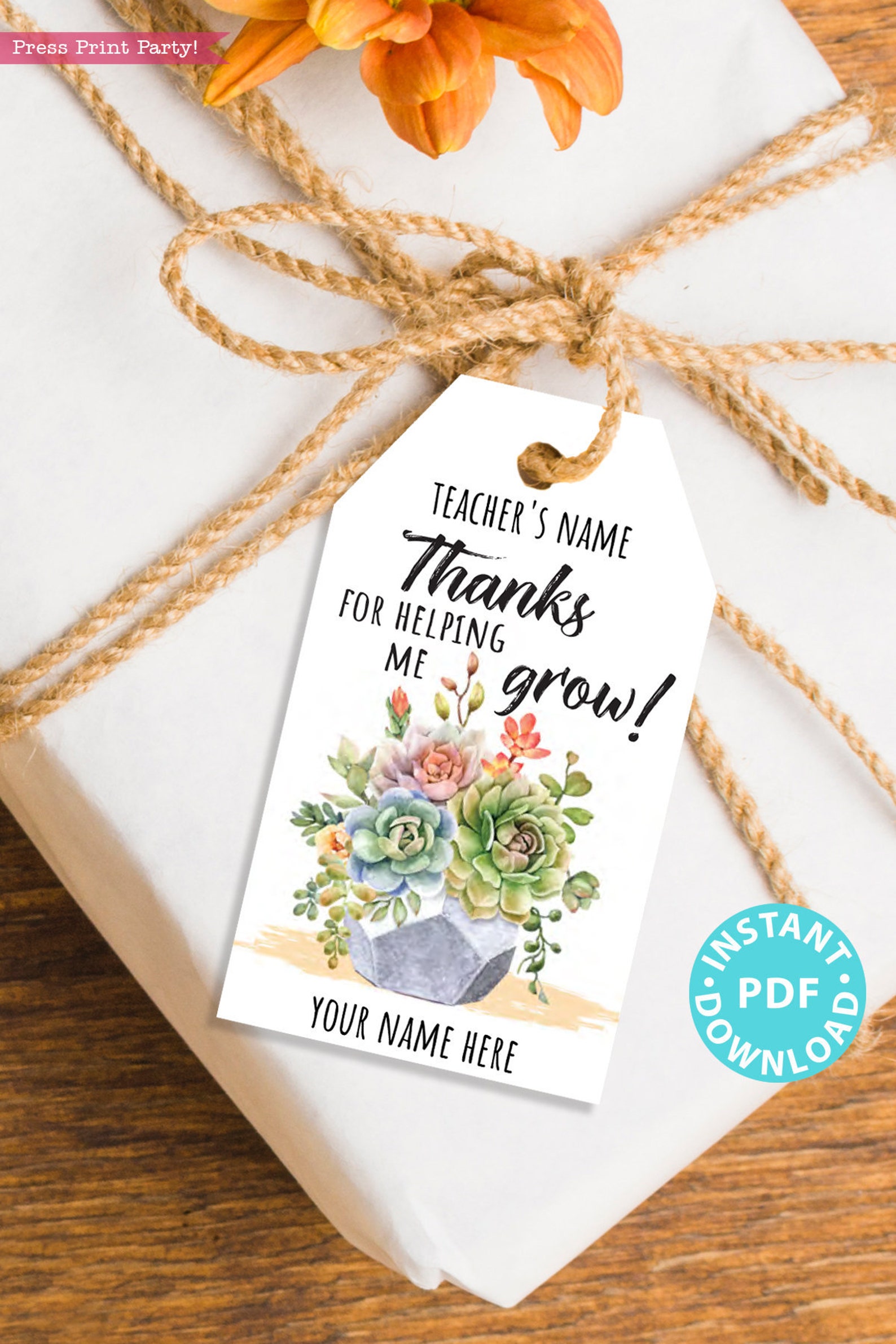 EDITABLE Teacher Appreciation Gift Tags Printable, Teacher Thank You ...