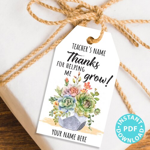 EDITABLE Teacher Appreciation Gift Tags Printable Teacher - Etsy
