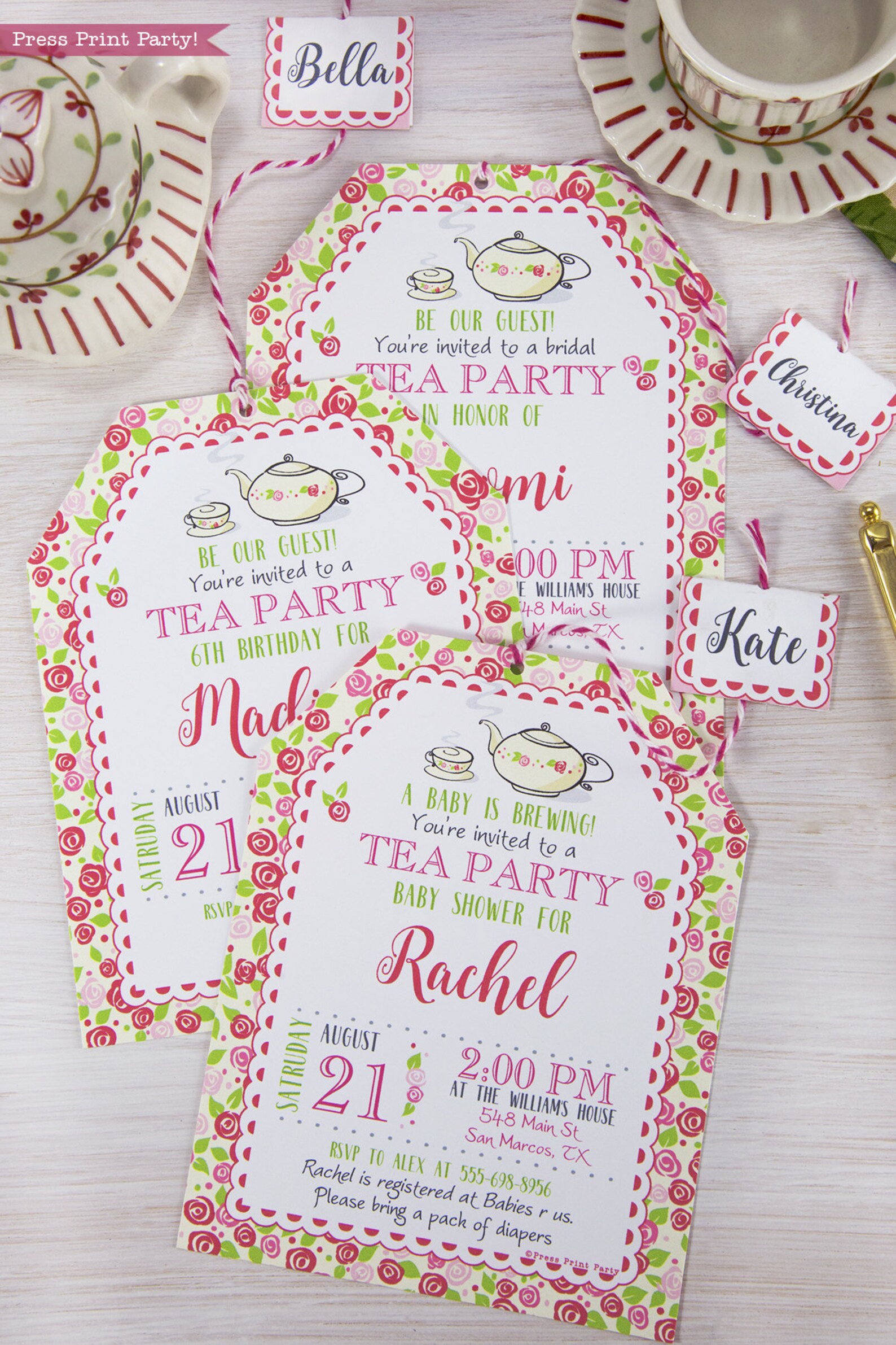 Tea Party Birthday Printables, Tea Party Decorations, Bridal Shower Tea ...