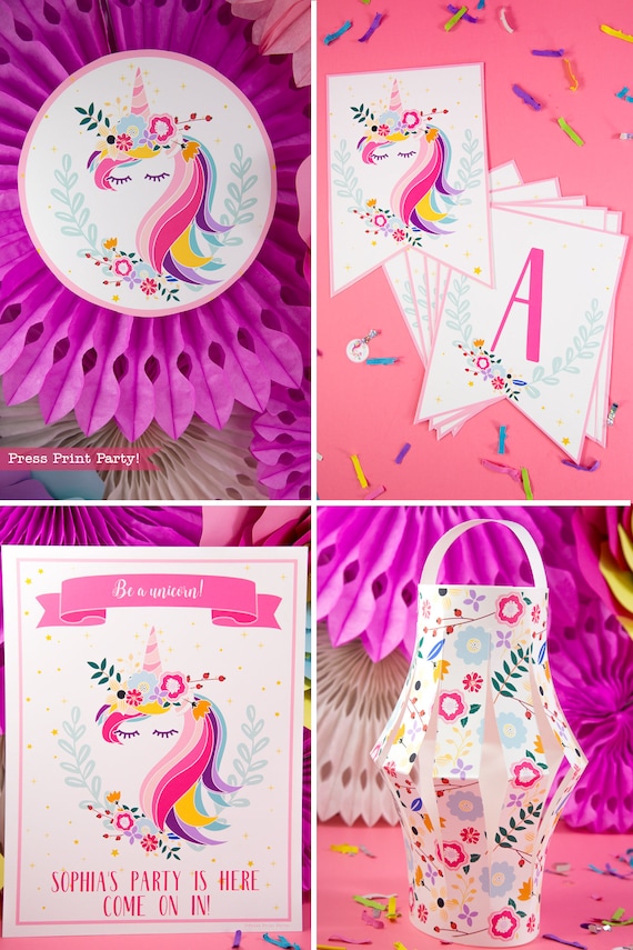 Unicorn Party Printables Supplies