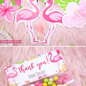 Tropical Flamingo Decorations Printable Birthday Party Supplies, Pink ...