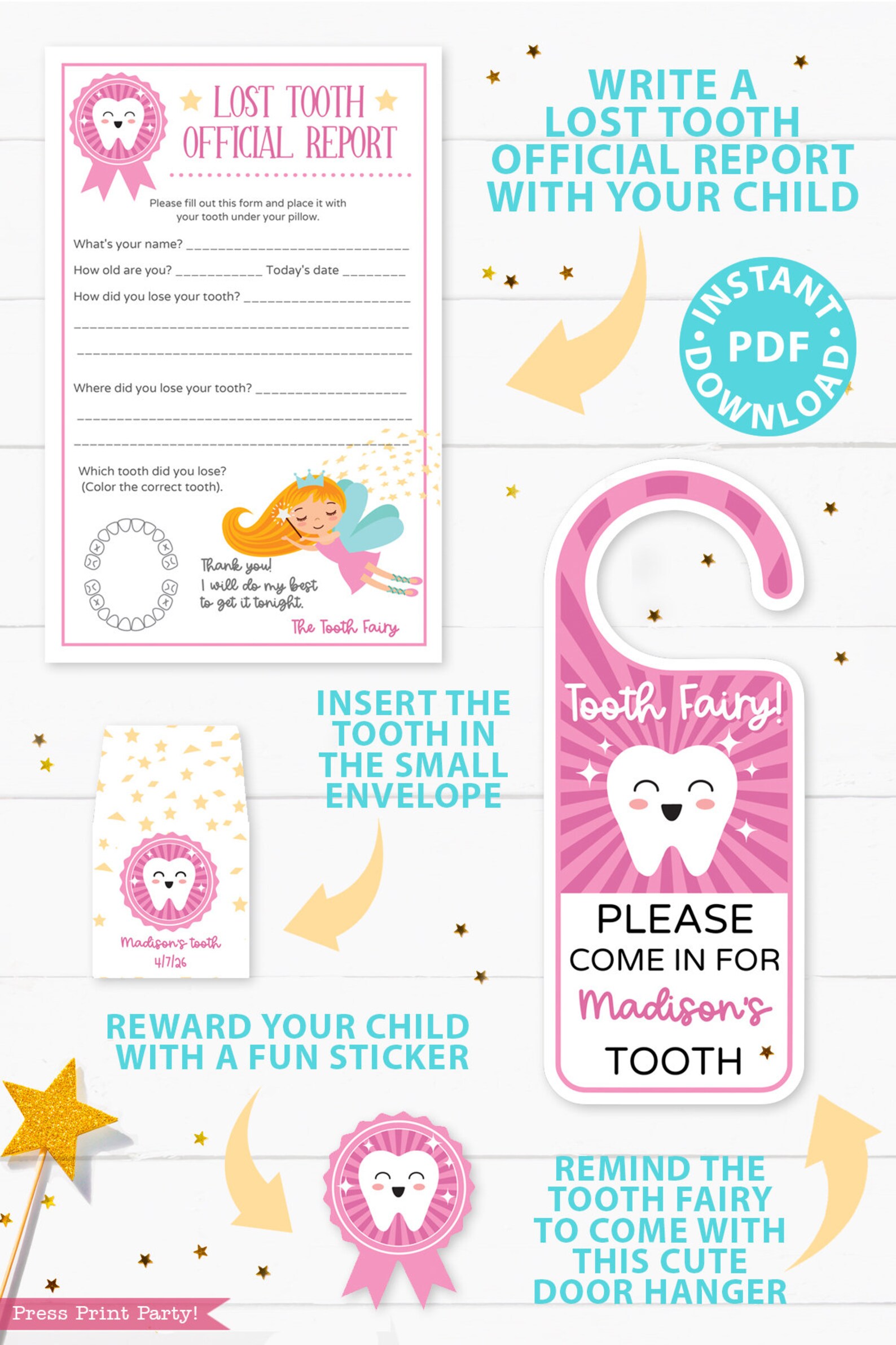 EDITABLE Tooth Fairy Letter Printable Kit & Receipts - Etsy