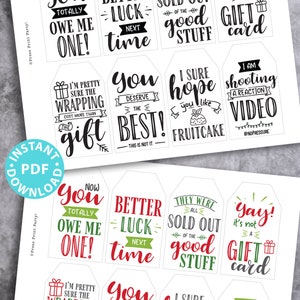 80 Humorous Holiday Gift Tags Printable Funny Christmas Gift Tag White ...
