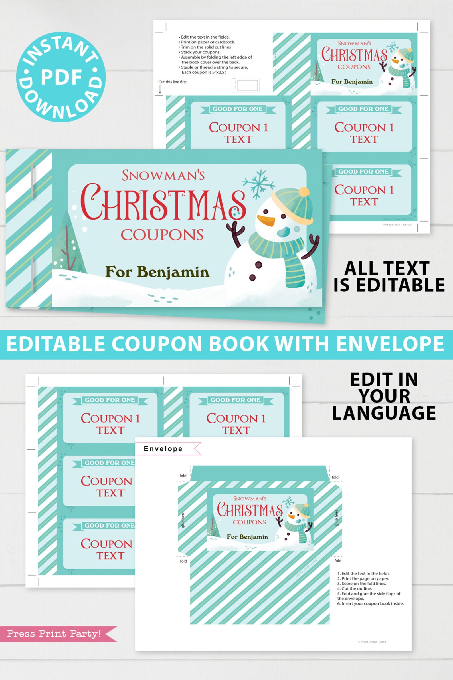 Christmas Coupon Book Printable Template From Santa Gift - Etsy