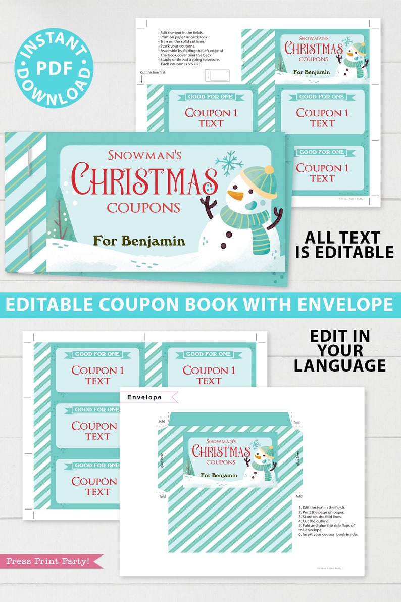 Christmas Coupon Book Printable Template From Santa Gift - Etsy
