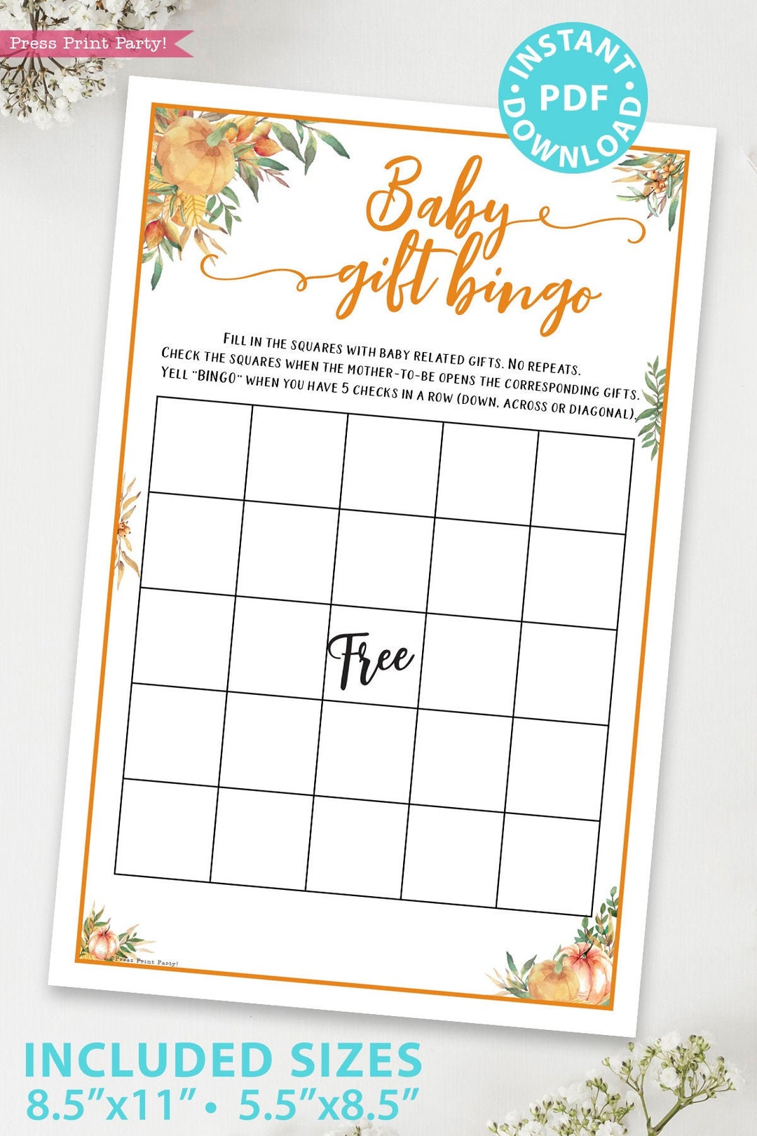 Little Pumpkin Baby Bingo Baby Shower Game Printable, Gift Bingo, Funny ...