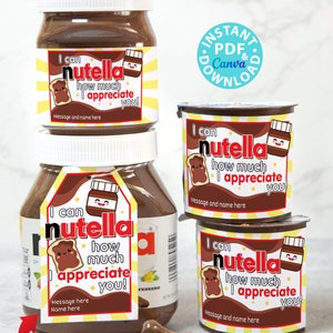 Nutella Teacher Thank You Gift Tags Printable, Teacher Appreciation ...