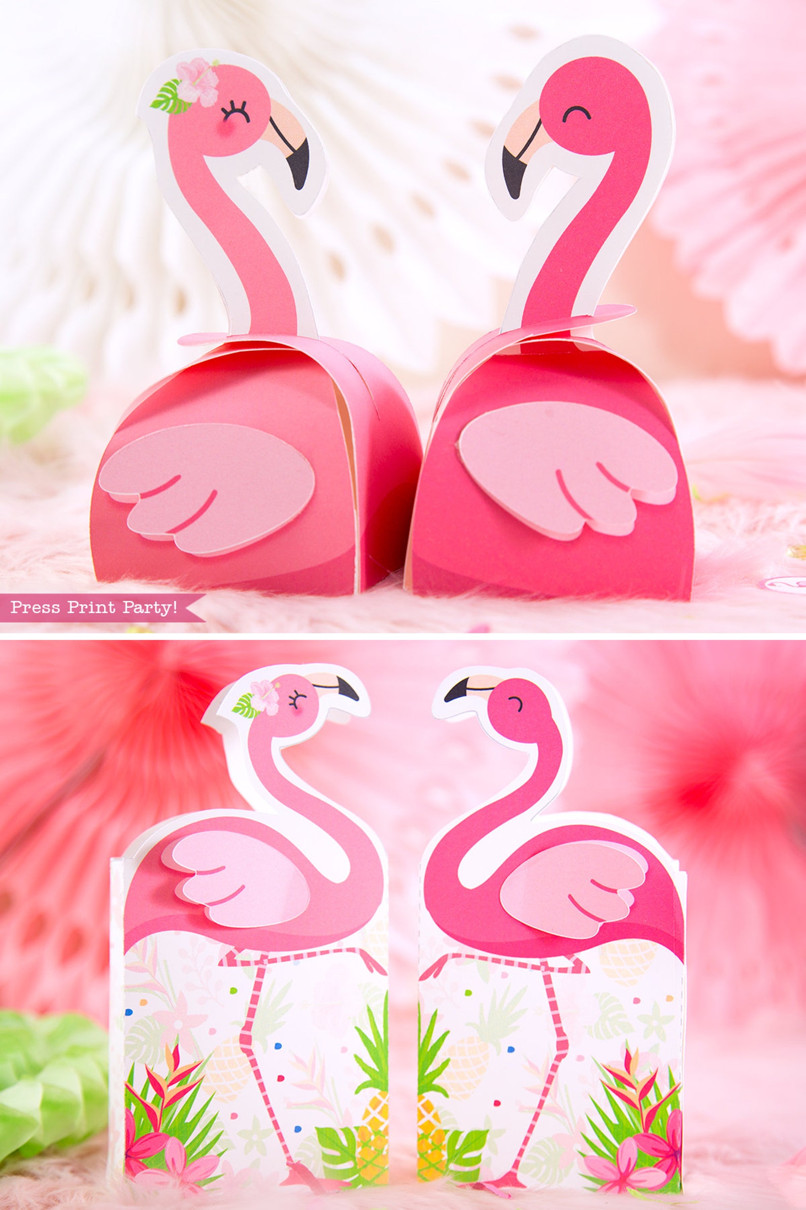 Tropical Flamingo Decorations Printable Birthday Party Supplies, Pink ...