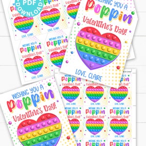 Pop It Valentines Printable Tags, EDITABLE Names, Wishing You a Poppin ...