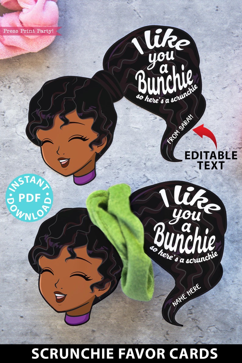 Scrunchie Holder Tags Printable, 8 Girl Designs Included, I Like You a ...