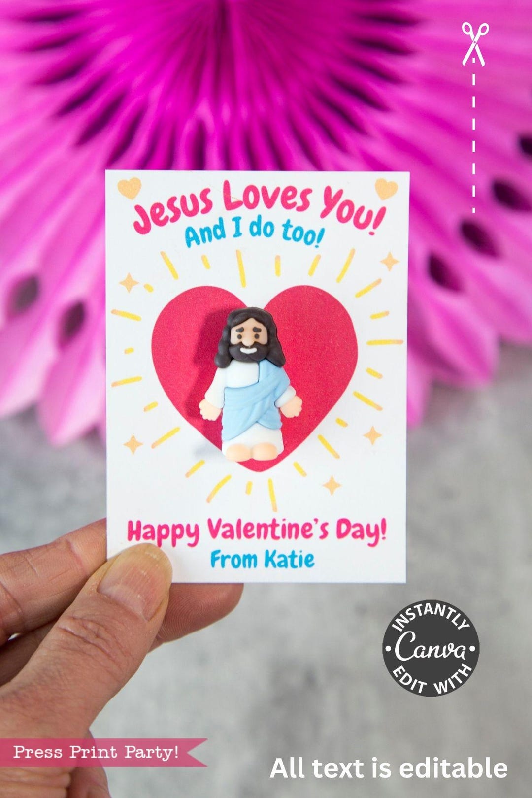 Jesus Loves You Valentine's Day Card, Christian Printable Valentine ...