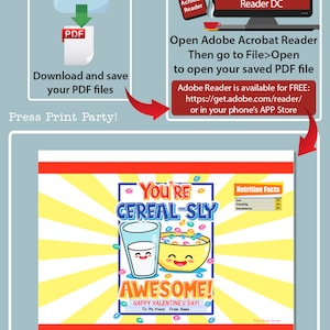 Valentine Cereal Bags Wrap, Kids Valentines Cards Printable, EDITABLE ...