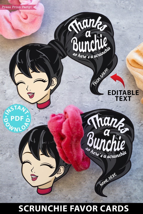 Scrunchie Holder Tag Printable, Asian Girl, Black Hair, Thanks a ...