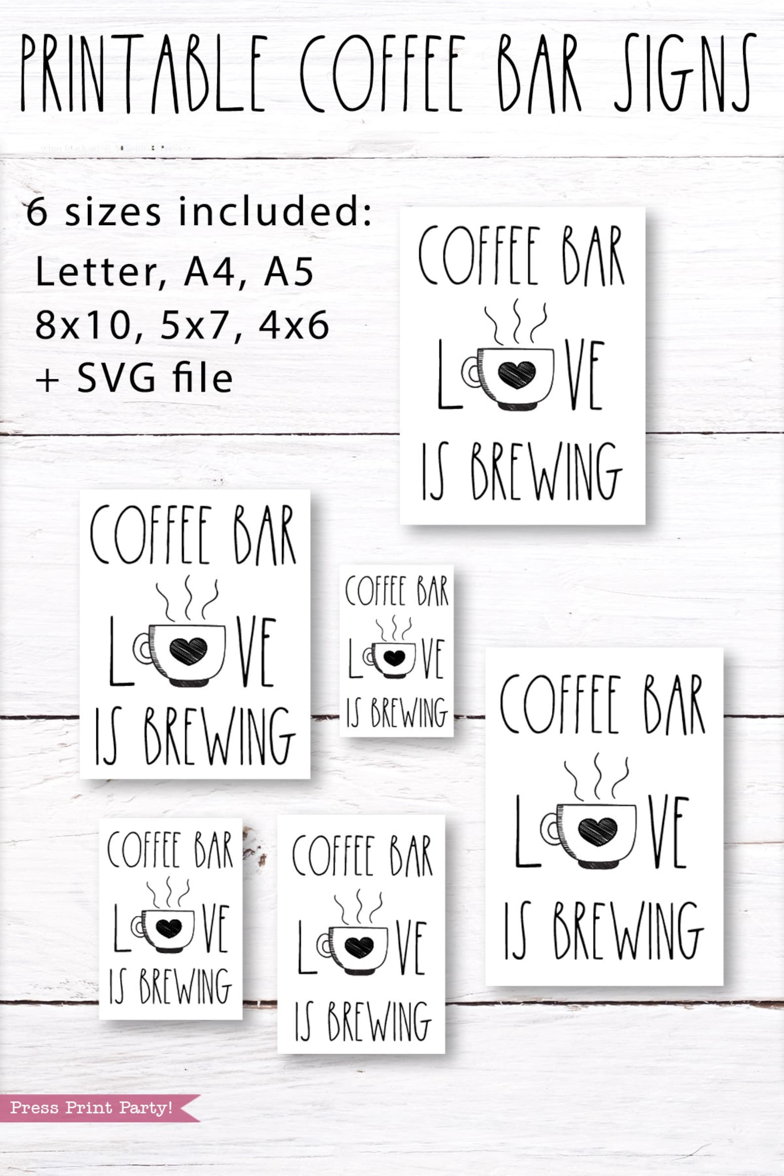Coffee Bar Sign Love is Brewing Printable, Rae Dunn Inspired Coffee ...