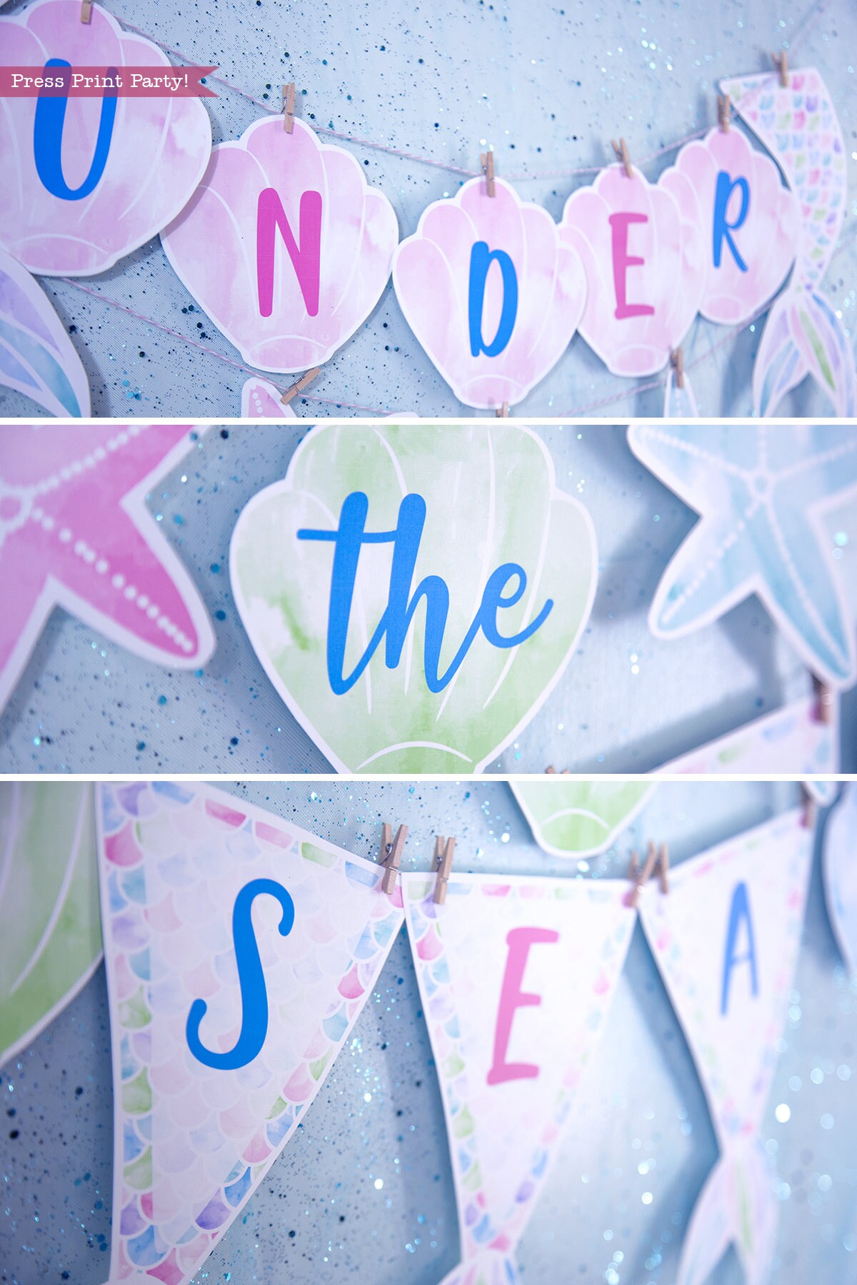 Mermaid Banner Printable, Mermaid Paty Decorations, Bunting, Mermaid ...