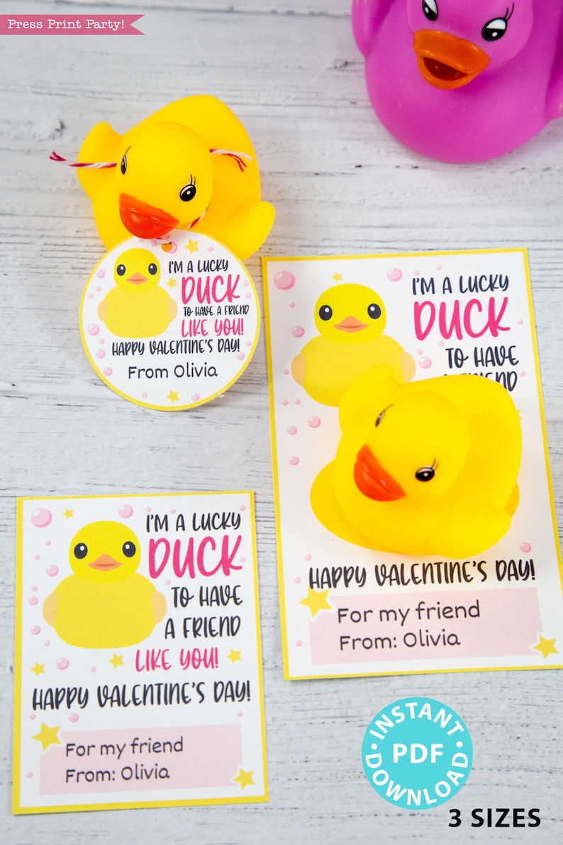 I'm a Lucky Duck to Have a Friend Like You Kids Valentine Card ...