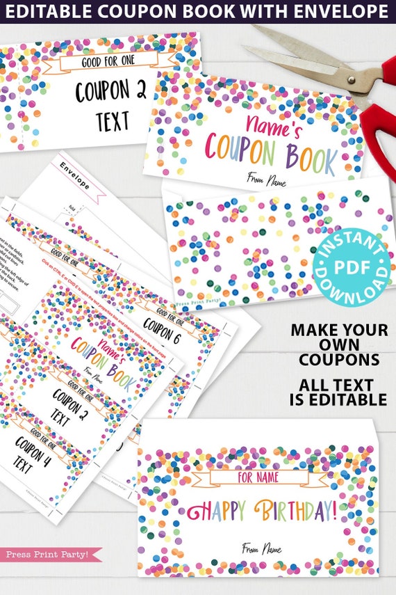 EDITABLE Coupon Template, for Dads Moms Kids Teens Custom Personalized ...