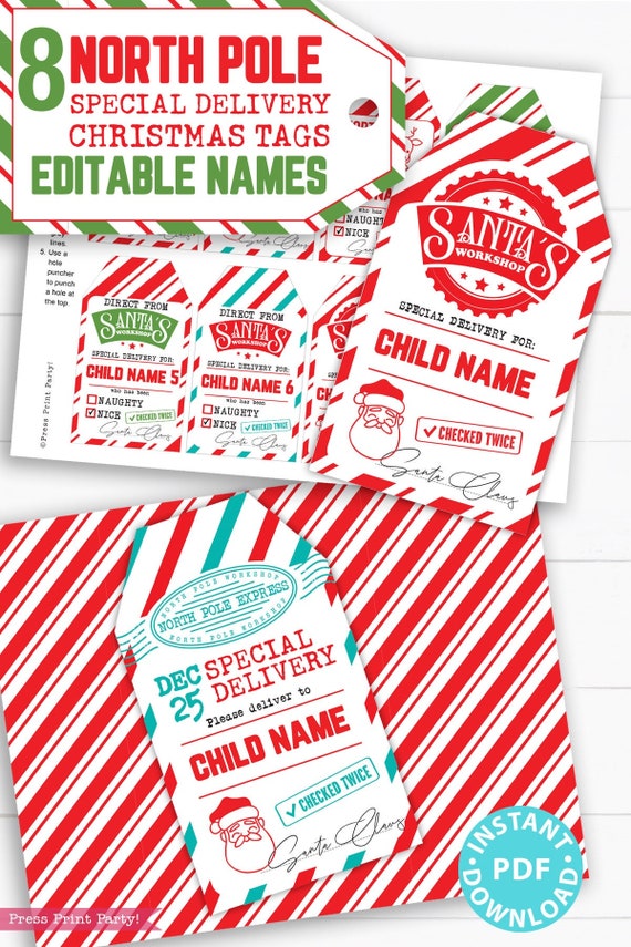 EDITABLE Christmas Gift Tags Printable, From Santa's Workshop Tag, Kids ...