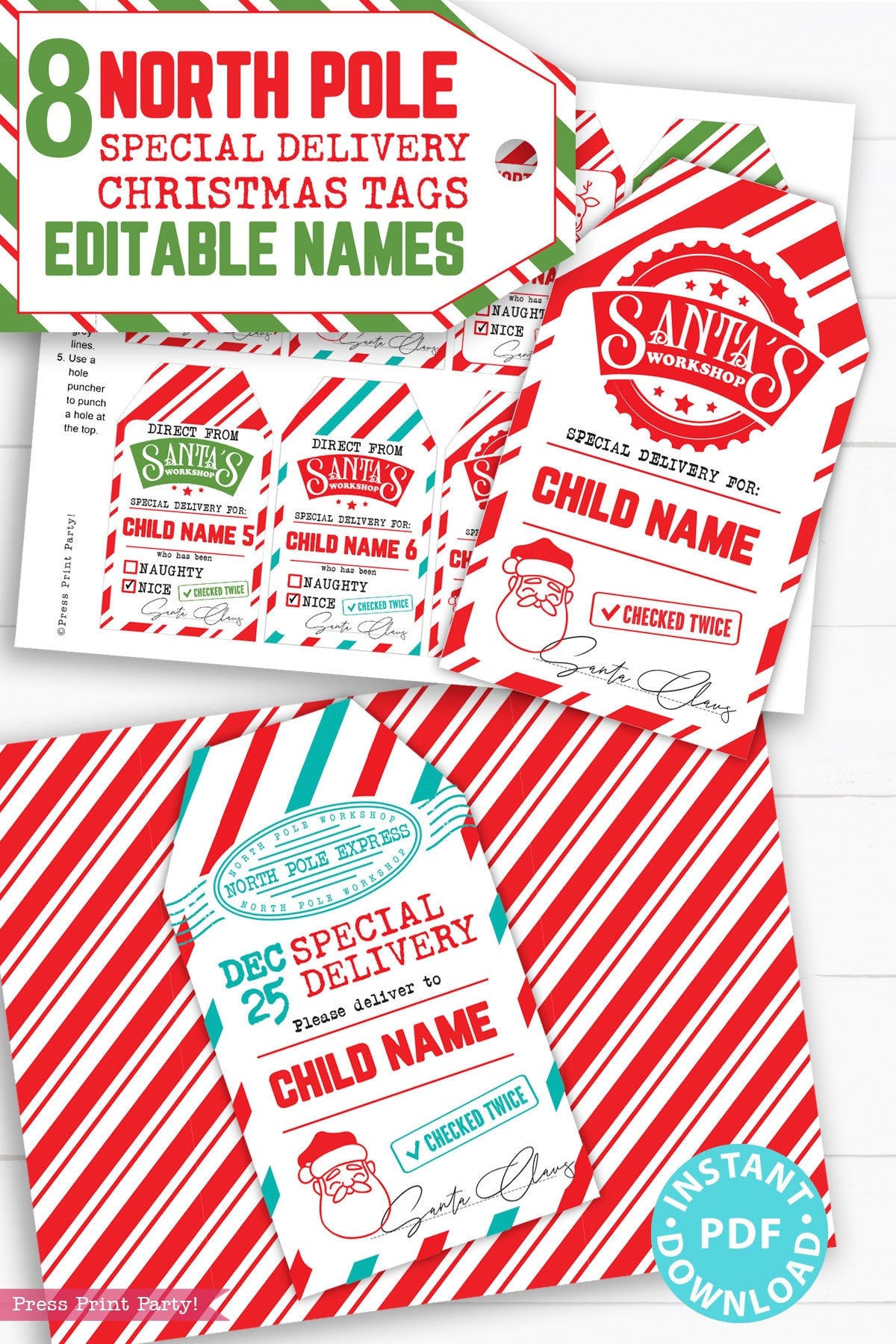 EDITABLE Christmas Gift Tags Printable From Santa's | Etsy