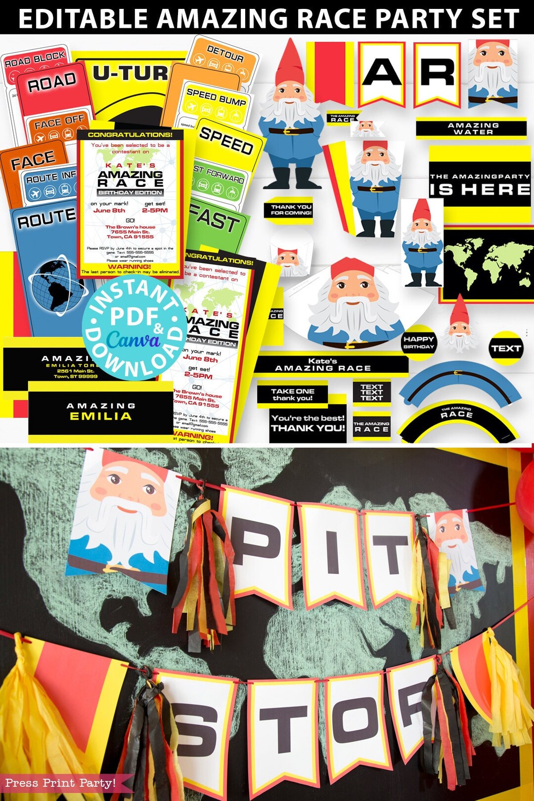 The Amazing Race Party Printables, Invitation, Cards, Decorations ...