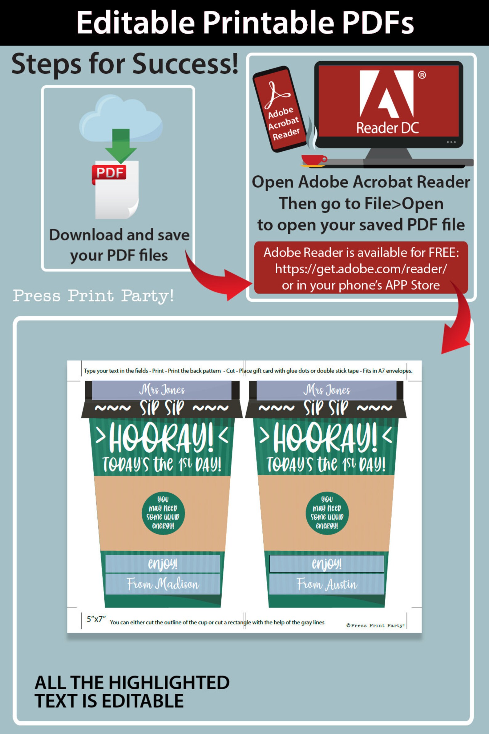 EDITABLE Back to School Gift Card Holder Printable, Coffee Teacher ...